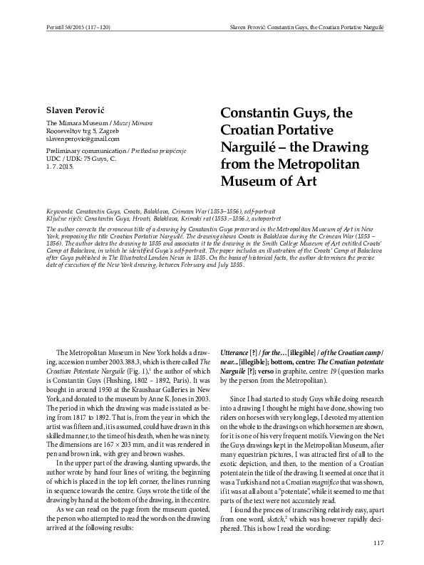 (PDF) Constantin Guys, the Croatian Portative Narguilé – the Drawing ...