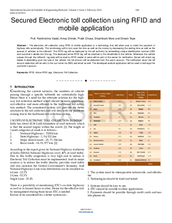 (PDF) RFID-Based Secure Electronic Toll Collection System