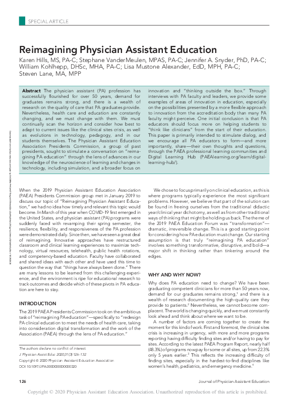 (PDF) Reimagining Physician Assistant Education