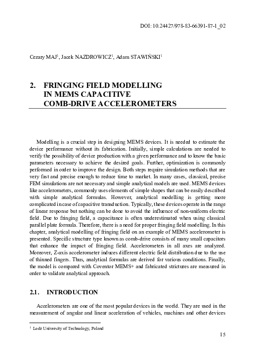 (PDF) FRINGING FIELD MODELLING IN MEMS CAPACITIVE COMB-DRIVE ...