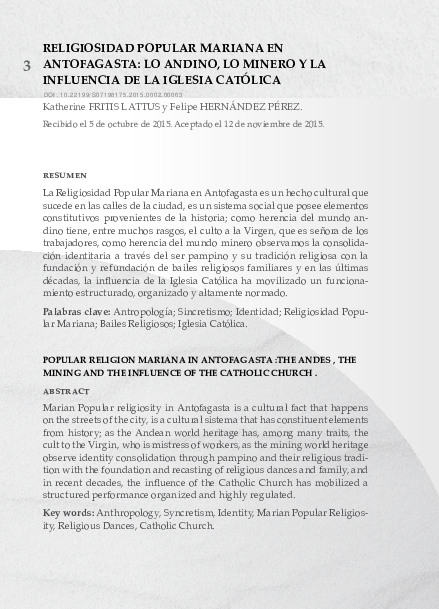 (PDF) Religiosidad popular mariana en Antofagasta: Lo andino, lo minero ...