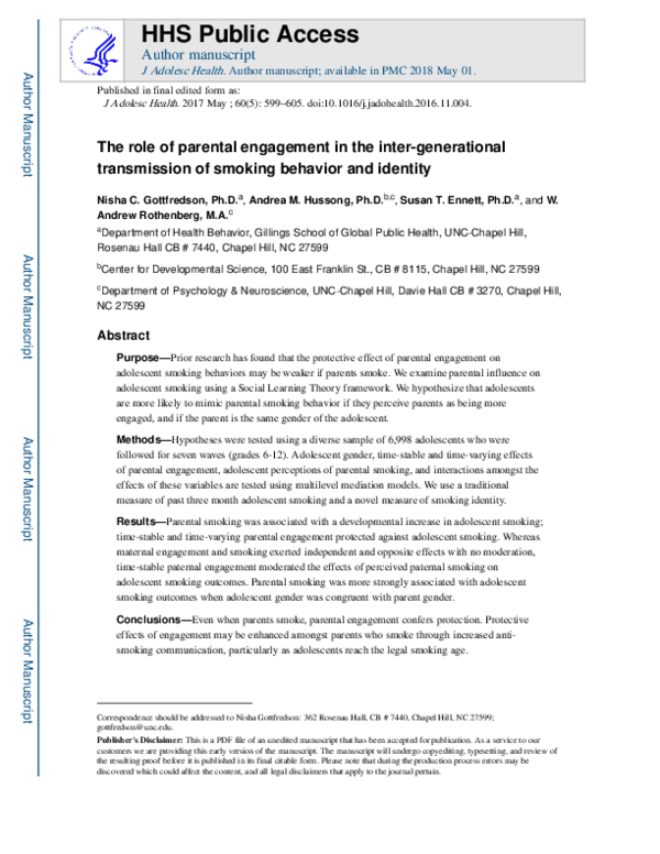 (PDF) The Role of Parental Engagement in the Intergenerational ...