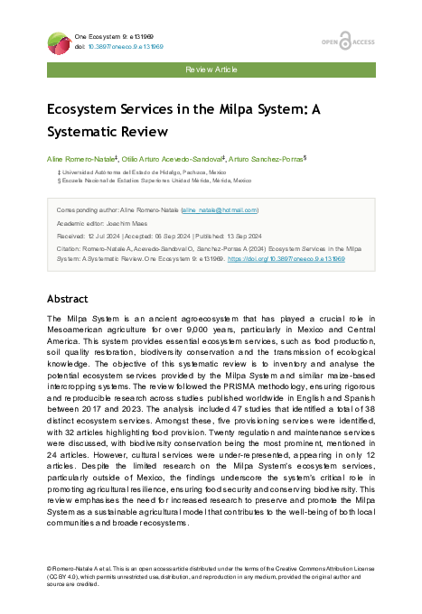 (PDF) Ecosystem Services in the Milpa System: A Systematic Review
