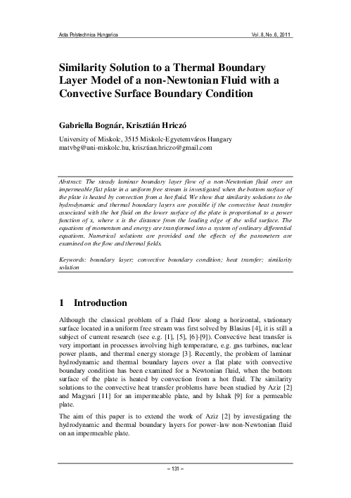 (PDF) Similarity Solution to a Thermal Boundary Layer Model of a non-Newtonian Fluid with a ...