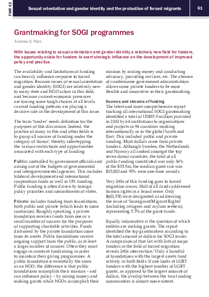 (PDF) Grantmaking for SOGI programmes