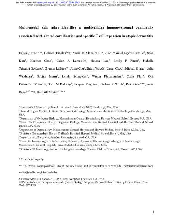 (PDF) Multi-modal skin atlas identifies a multicellular immune-stromal ...