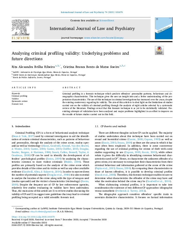 (PDF) Analysing criminal profiling validity: Underlying problems and ...
