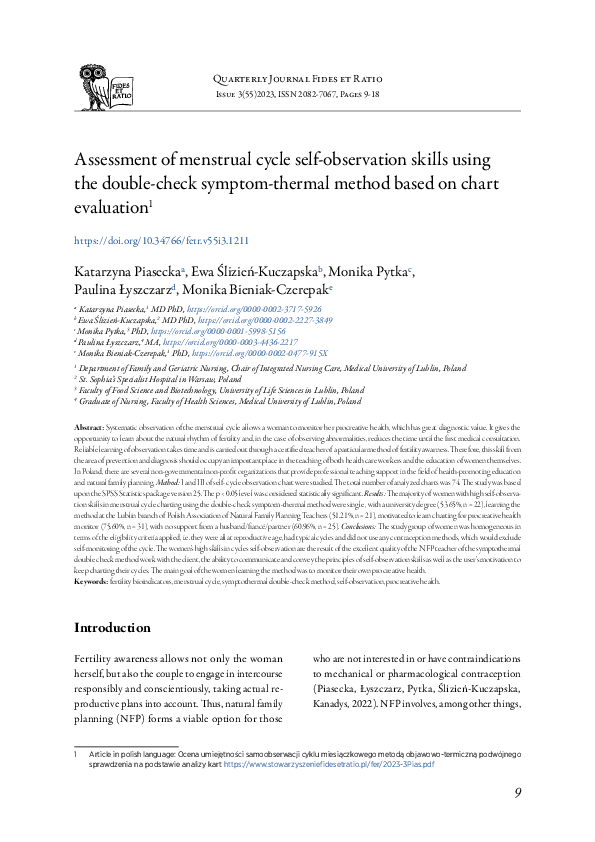(PDF) Assessment of menstrual cycle self-observation skills using the double-check symptom ...