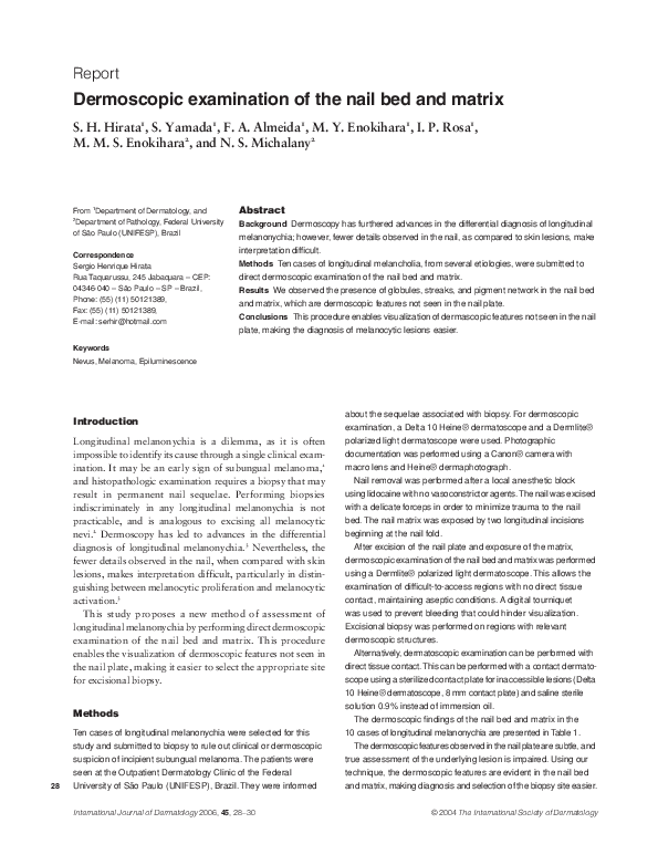 (PDF) Dermoscopy of Nail Bed: Insights on Longitudinal Melanonychia
