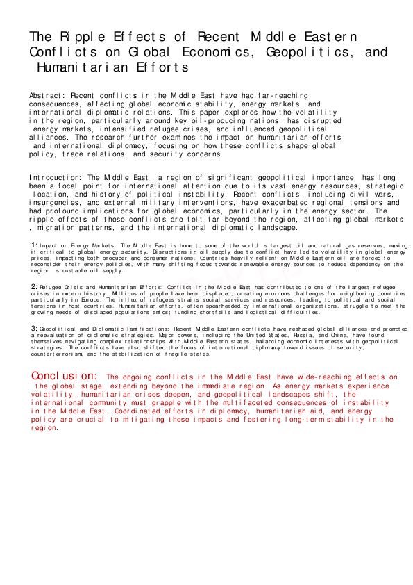 (PDF) The Ripple Effects of Recent Middle Eastern Conflicts on Global ...