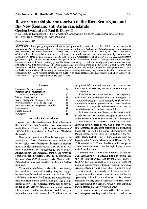 (PDF) Research on shipborne tourism to the Ross Sea region and the New ...
