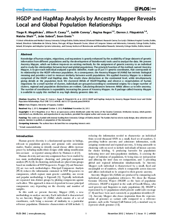 (PDF) HGDP and HapMap Analysis by Ancestry Mapper Reveals Local and Global Population Relationships