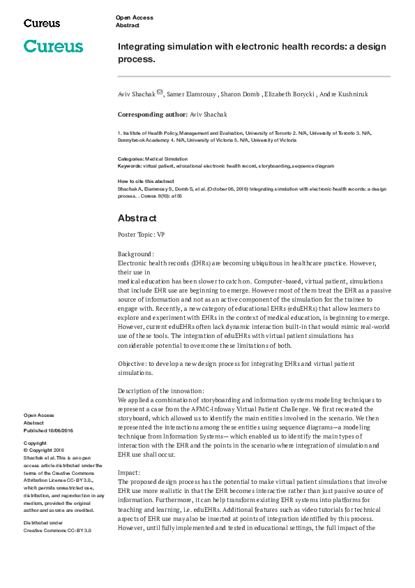 (PDF) Integrating simulation with electronic health records: a design ...