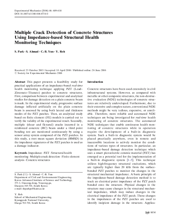 (PDF) Multiple Crack Detection of Concrete Structures Using Impedance-based Structural Health ...