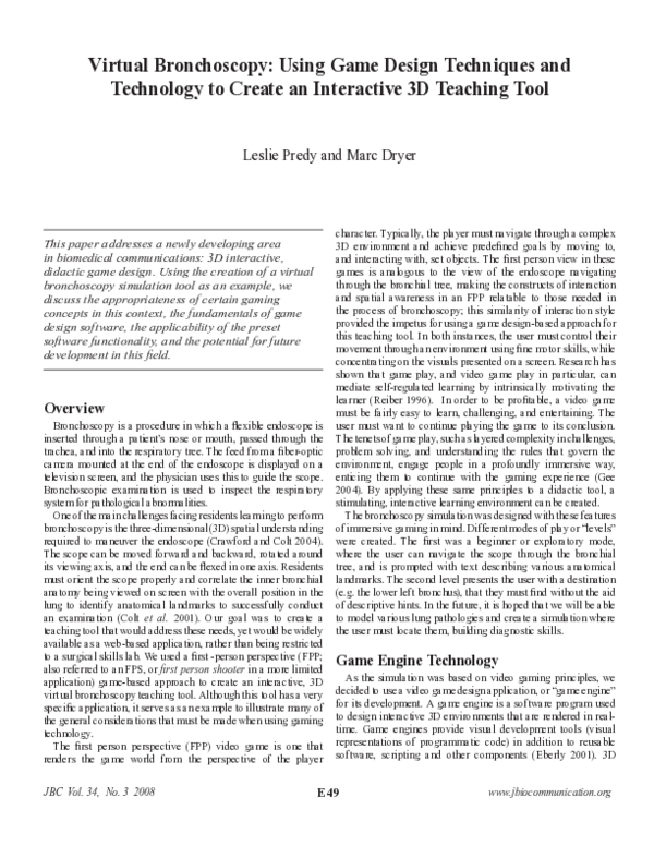 (PDF) Virtual Bronchoscopy: Using Game Design Techniques and Technology ...