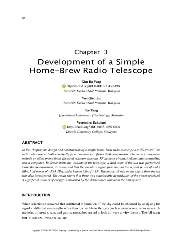 (PDF) Development of a Simple Home-Brew Radio Telescope