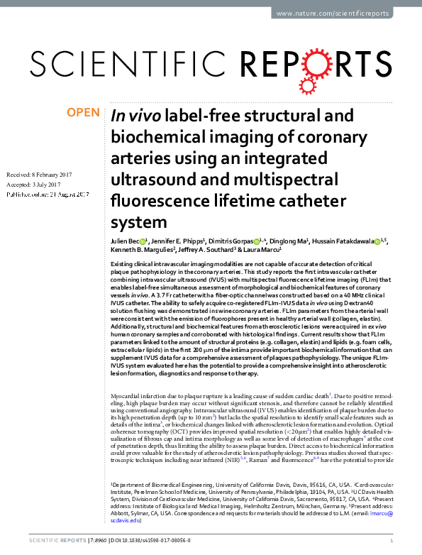 (PDF) In vivo label-free structural and biochemical imaging of coronary ...