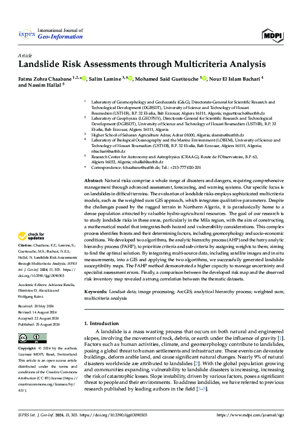 (PDF) Landslide Risk Assessments through Multicriteria Analysis