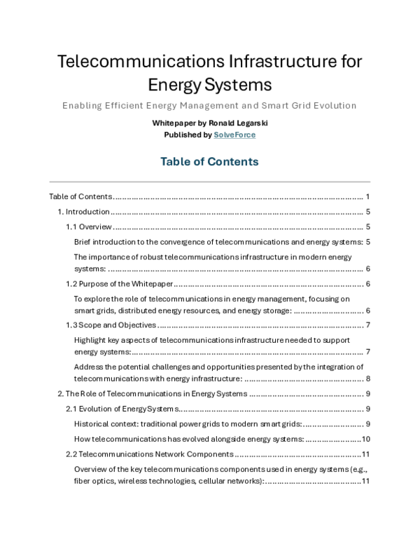 (PDF) Telecommunications Infrastructure for Energy Systems: Enabling ...