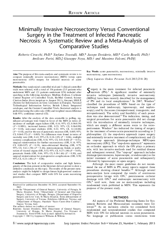 (PDF) Minimally Invasive Necrosectomy Versus Conventional Surgery in the Treatment of Infected ...