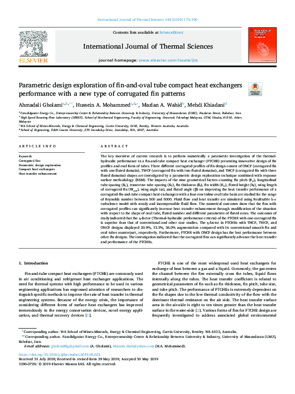 (PDF) Parametric design exploration of fin-and-oval tube compact heat ...