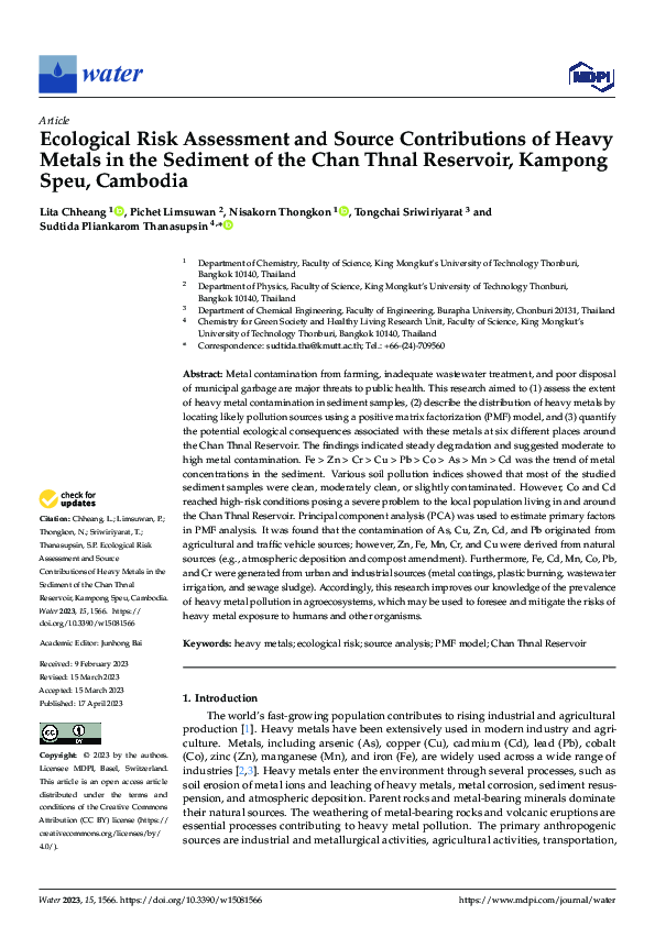 (PDF) Ecological Risk Assessment and Source Contributions of Heavy Metals in the Sediment of the ...