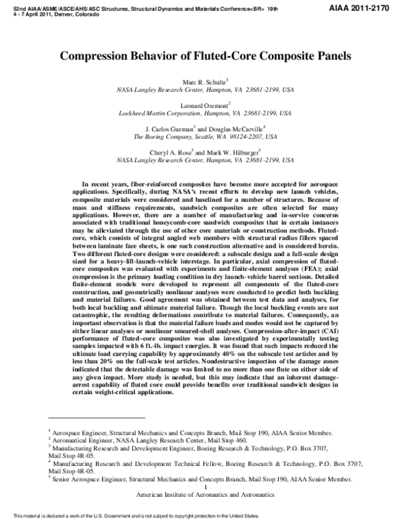 (PDF) Compression Behavior of Fluted-Core Composite Panels