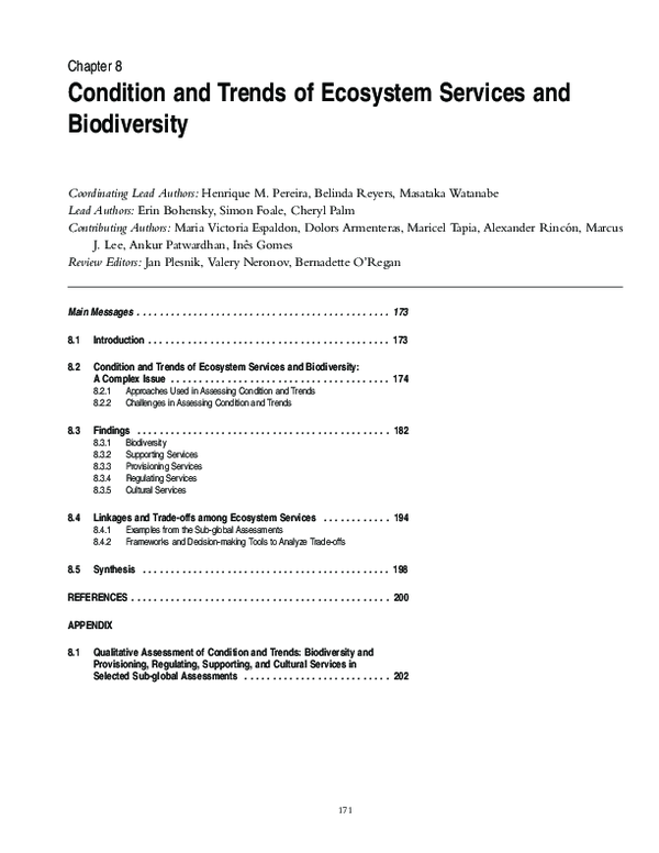 (PDF) Condition and Trends of Ecosystem Services and Biodiversity