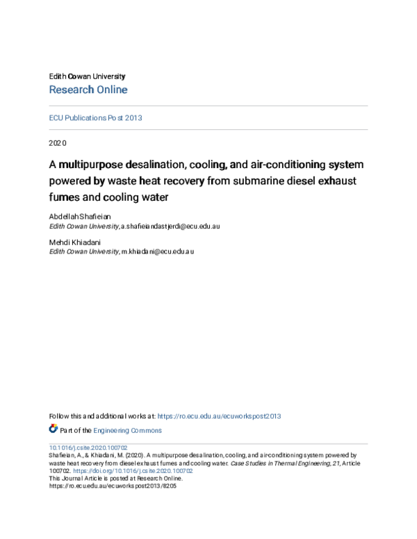 (PDF) A multipurpose desalination, cooling, and air-conditioning system powered by waste heat ...