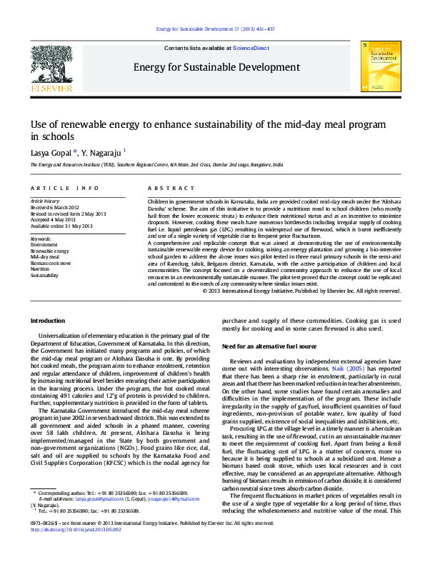 (PDF) Use of renewable energy to enhance sustainability of the mid-day ...