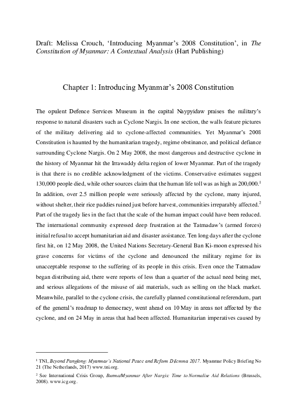 (PDF) Introducing Myanmar's 2008 Constitution