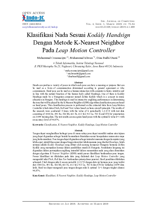 (PDF) Klasifikasi Nada Sesuai Kodàly Handsign Dengan Metode K-Nearest Neighbor Pada Leap Motion ...