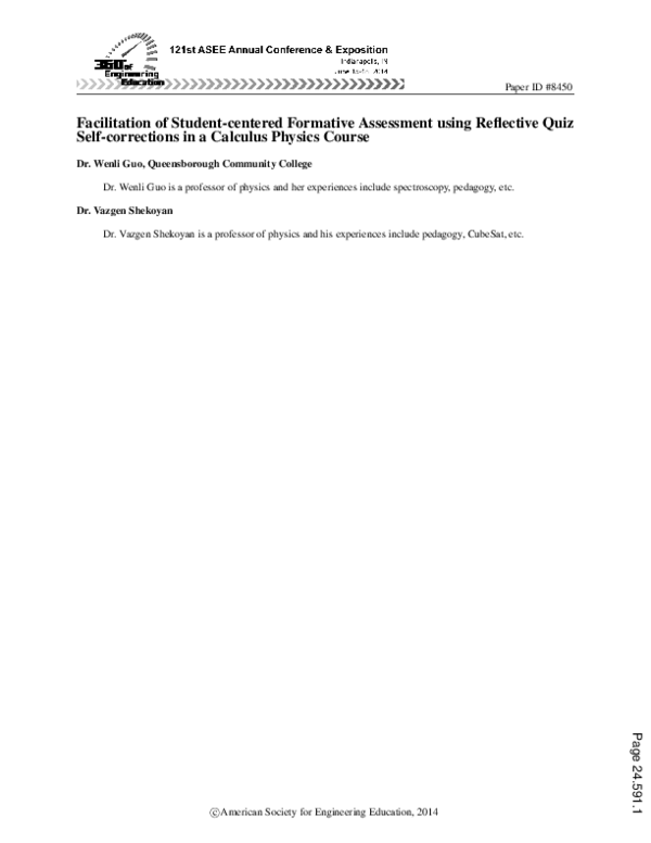 (PDF) Facilitation of Student-centered Formative Assessment using ...