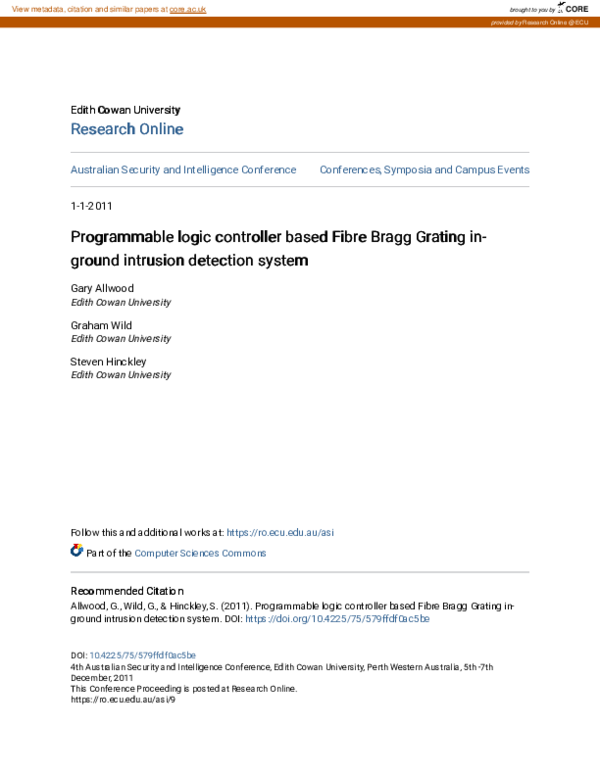 (PDF) Programmable logic controller based Fibre Bragg Grating in-ground intrusion detection system