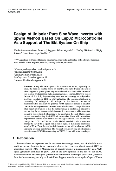 (PDF) Design of Unipolar Pure Sine Wave Inverter with Spwm Method Based On Esp32 Microcontroller ...