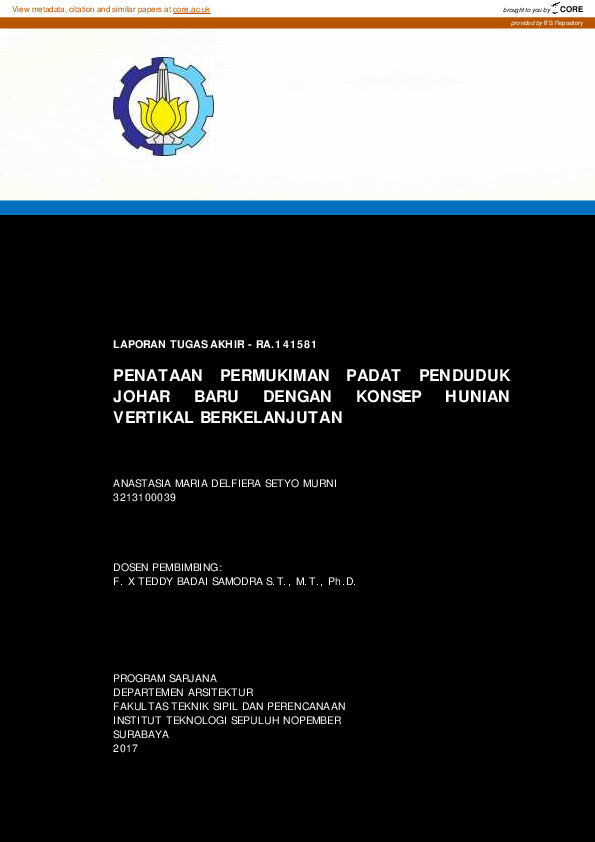 (PDF) Penataan Permukiman Padat Penduduk Johar Baru dengan Konsep Hunian Vertikal Berkelanjutan