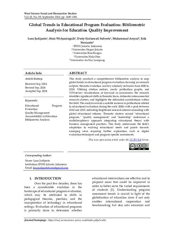 (PDF) Global Trends in Educational Program Evaluation: Bibliometric ...