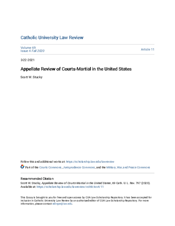 (PDF) Appellate Review of Courts-Martial in the United States