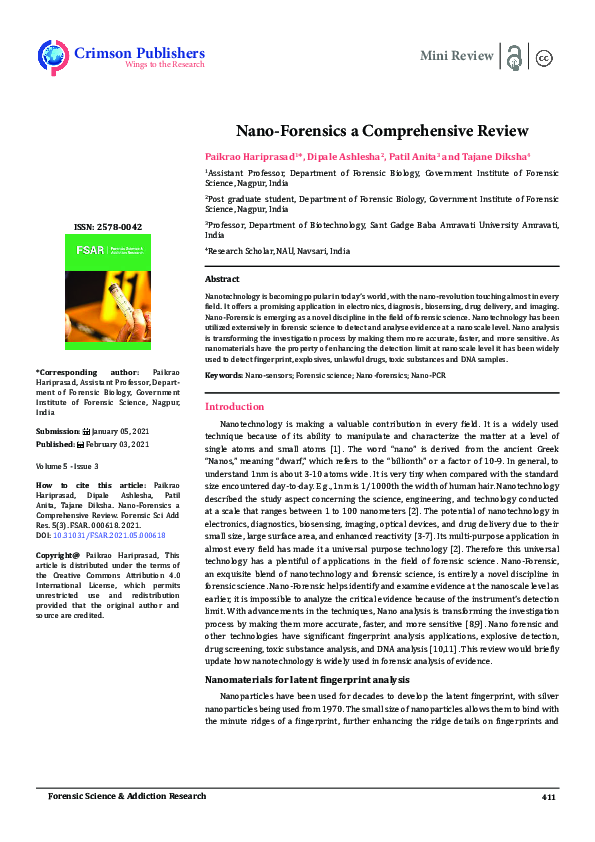 (PDF) Nano-Forensics a Comprehensive Review