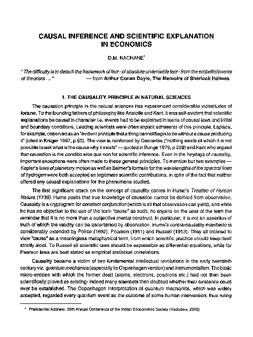 (PDF) Causal Inference and Scientific Explanation in Economics