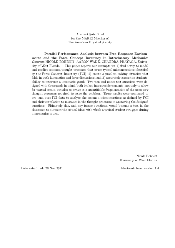 (PDF) Parallel Performance Analysis between Free Response Environments ...