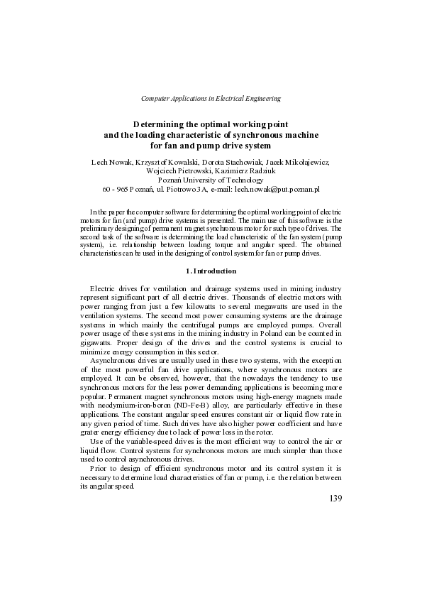 (PDF) Determining the optimal working point and the loading ...