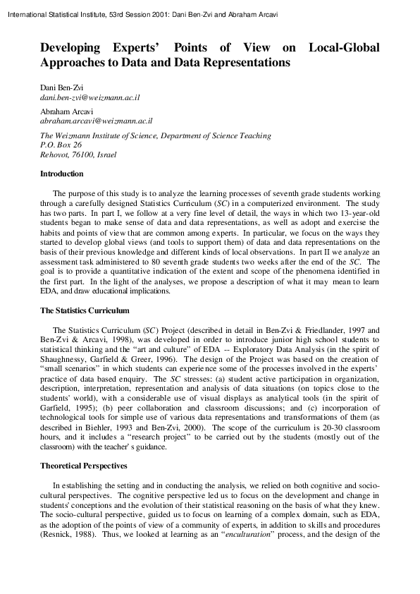 (PDF) Developing Experts' Points of View on Local-Global Approaches to ...