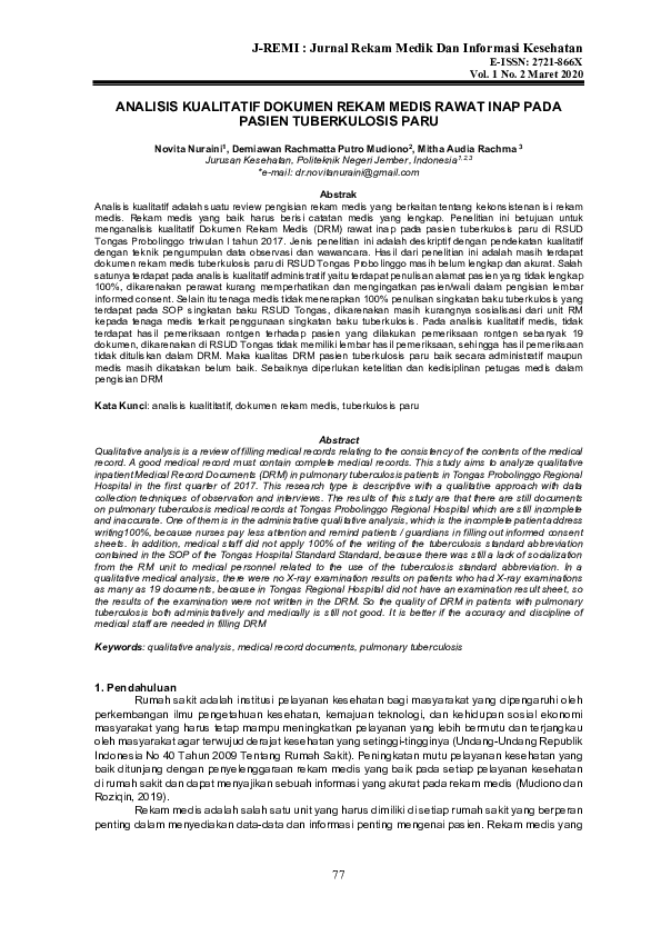 (PDF) Analisis Kualitatif Dokumen Rekam Medis Rawat Inap Pada Pasien ...
