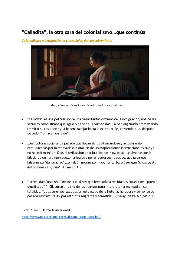 (PDF) "Calladita", la otra cara del colonialismo…que continúa