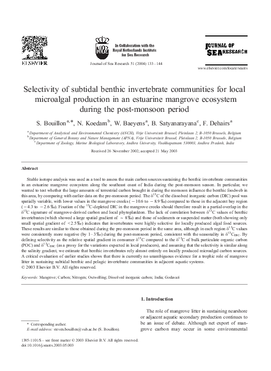 (PDF) Selectivity of subtidal benthic invertebrate communities for local microalgal production ...