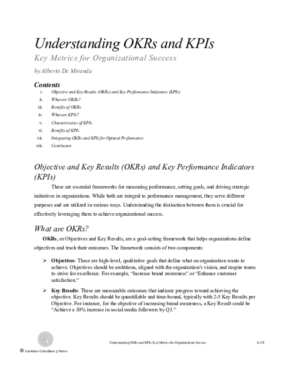(PDF) Understanding OKRs and KPIs