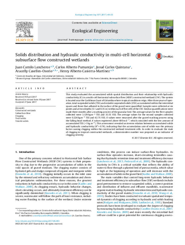 (PDF) Solids distribution and hydraulic conductivity in multi-cell horizontal subsurface flow ...