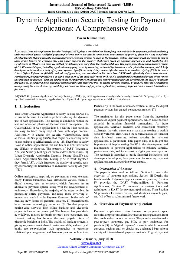 (PDF) Dynamic Application Security Testing for Payment Applications: A ...
