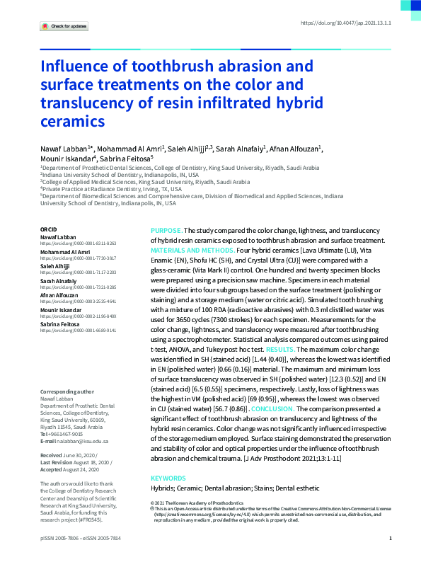 (PDF) Influence of toothbrush abrasion and surface treatments on the ...